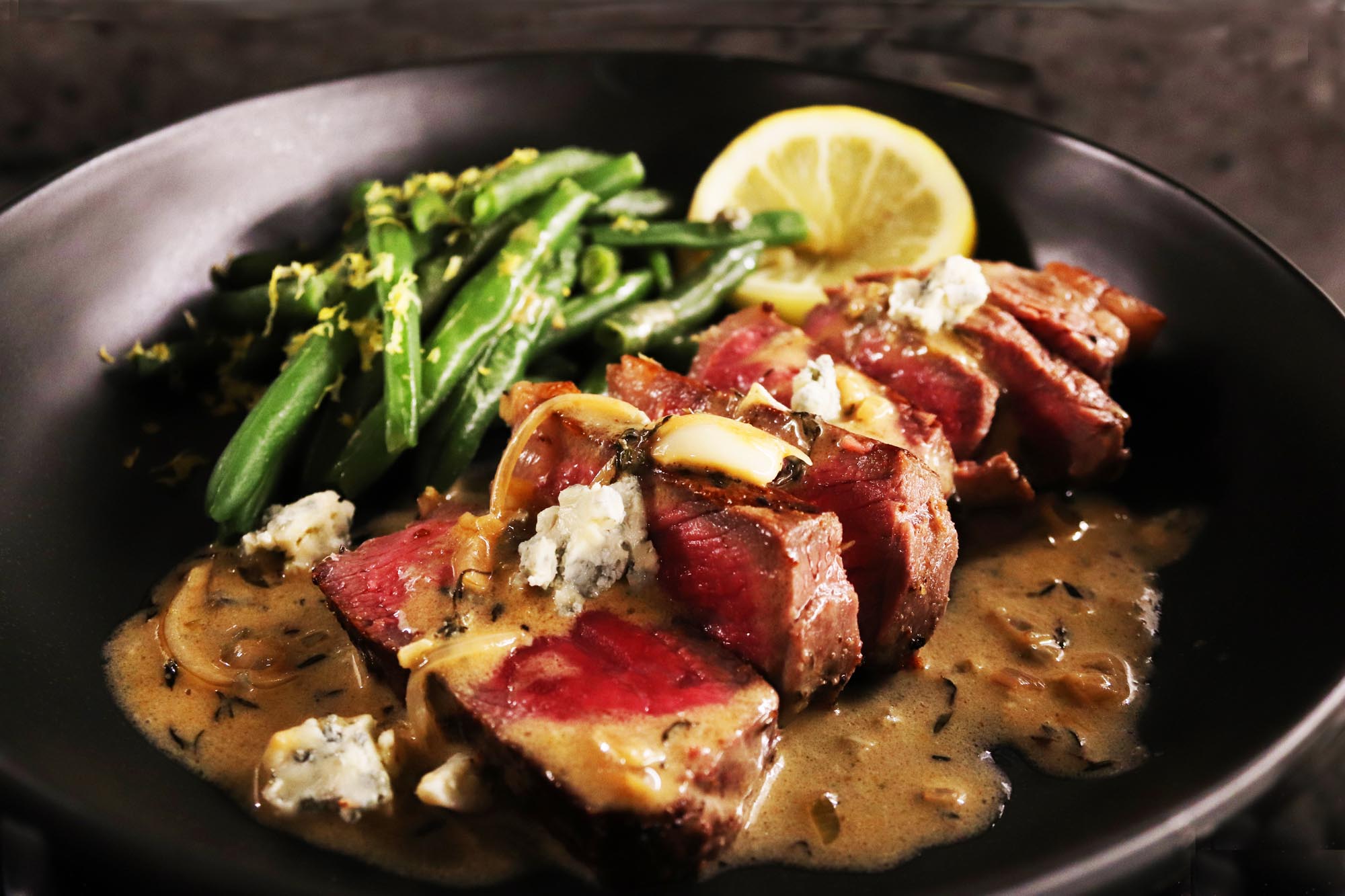 Pan Seared New York Strip With Blue Cheese Cream Sauce Inspired Cuisine